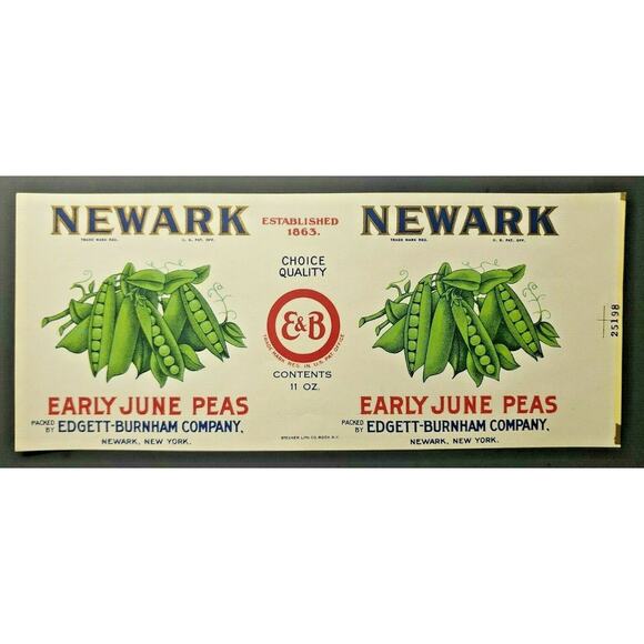 Edgett Burnham Co | Wall Decor | Vintage Newark Brand June Peas Edgett ...